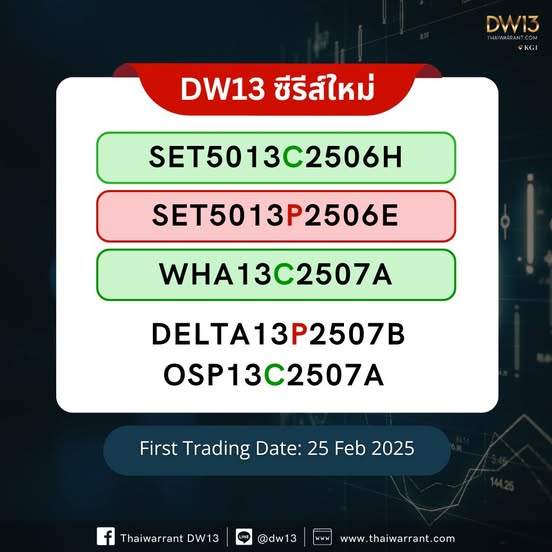 🆕DW13 ซีรีส์ใหม่ล่าสุด! https://www.thaiwarrant.com/kgi-dw/newdw